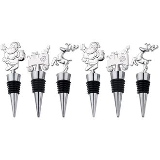 Cabilock Alipis 6 St&uuml;ck Weihnachts Weinkorken Dekorative Weinstopfen Weihnachts Weinflaschenverschl&uuml;sse Flaschenverschlussstopfen Flaschenaufs&auml;tze Weinaufs&auml;tze