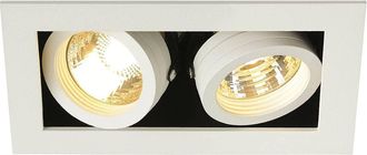 SLV KADUX 2 | Einbauleuchte, Innenbeleuchtung, Deckeneinbauleuchte, LED Spots, Deckenstrahler, Deckenleuchte| Zweiflammig, GU10, rechteckig, weiß, je. max