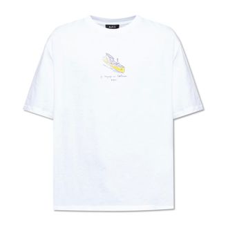 A.P.C. A.p.c., Homme, Tops, Blanc, Taille: 2XL T-shirt imprimé