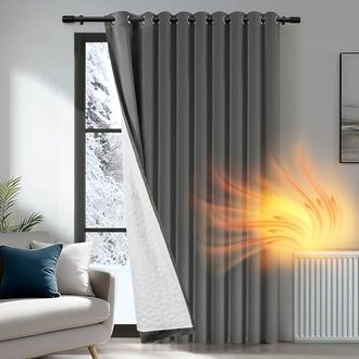 Deconovo Lot de 1 Rideau occultant, Opaque, avec Volants, Thermique, pour Chambre &agrave; Coucher, Salon, Isolation Thermique Dos Blanc, 300L X 260H cm (1 Panneaux) 