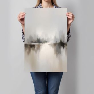 Generic Abstrakte Farbbl&ouml;cke Wandbild auf Leinwand 120x80 cm Leinwandbilder Minimalismus, Graulich-wei&szlig; Bild Wandkunst, f&uuml;r Wohnzimmer Schlafzimmer Wandbilder