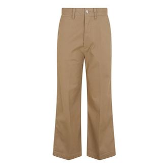 Ralph Lauren Femme, Pantalons, Brun, Taille: 36 FR Chino Cropped Flat Front