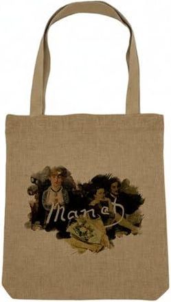 Fabulous Sac Shopping Tote Bag Aspect Lin - Manet Signature Peintre C&eacute;l&egrave;bre Peintre Artiste Realisme Impressionisme - Sac de Courses Toile Epaisse 360g Beige N