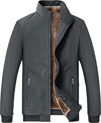 Jamron Homme Hiver Veste en Polaire Chaude Col Montant Zippées Complet Veste Matelassée avec Poches Zippées Gris 3XL