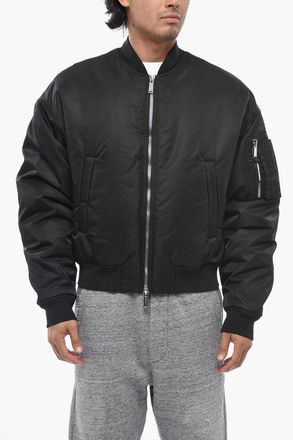 Dsquared2 Padded Solid-Color Bomber Jacket With Sleeve Pocket Dsquared2