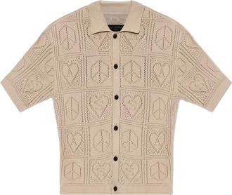 AllSaints Homme, Pulls, Beige, Taille: 2XL Arktx Open Stitch Jacquard Cardigan