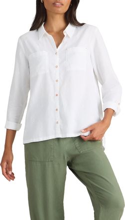 White Stuff Sophie Bio-Baumwollhemd - Klassische Passform, Baumwollgewebe mit Knopfverschluss - Blasses Elfenbein - Größe 38