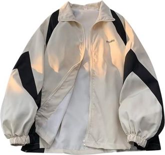 Minetom Veste Femme Vintage Hip Hop Manteau College Jacket Unisexe Casual Manches Longues Blouson Fermeture Éclair Bomber Veste de Survêtement Streetwear E Be