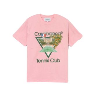 Casablanca Tennis Club Icon T-Shirt - - Tops - Herren - Rosa - 2XL
