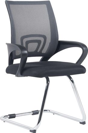 Clp Freischwinger Eureka I Polsterstuhl mit Stoffbezug I Rückenlehne mit Netzbezug I Esszimmerstuhl mit Metallgestell, Farbe:grau