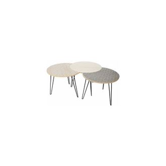 M&S Collection M&s - Lot de 3 tables rondes avec plateaux à motif blanc naturel et noir