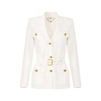 Elisabetta Franchi Femme, Vestes, Blanc, Taille: 40 FR Blazer