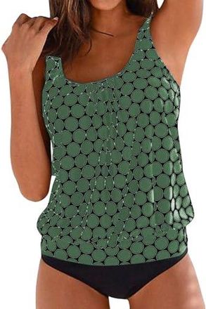 Generico Tankini Ensemble femme grande taille Beachwear Tankini deux pièces été taille haute Push Up Maillots de bain piscine natation femme avec contrôle du v