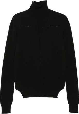 Rick Owens Pull &agrave; col roul&eacute; en maille c&ocirc;tel&eacute;e - Femme - Pulls - Noir - Taille: 40 FR