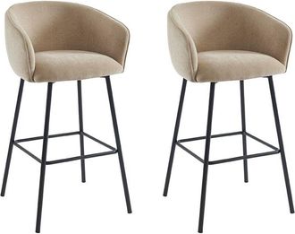 Pascal Morabito Pascal Morabito - Lot de 2 tabourets en tissu et métal noir - Beige - lazoni de