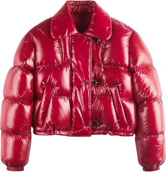 Fay Femme, Vestes, Rouge, Taille: 38 FR 3-Hook Cropped Down Jacket