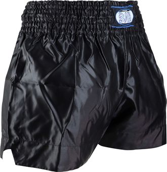 Bay Remy Thaiboxhose Kickboxhose Muay Thai Hose kurz aus Polyester Schwarz Uni f&uuml;r Damen, Herren, Kinder, Erwachsene, M&auml;dchen, Jungen Gr&ouml;&szlig;e S