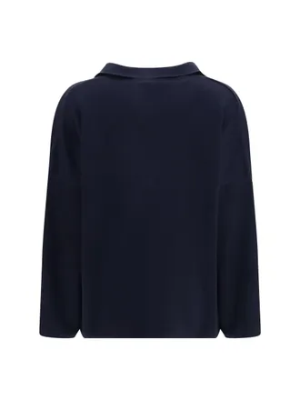 Ella Womens Wool Polo Collar Sweater Blue Navy Merino Ovis Aries Shirts