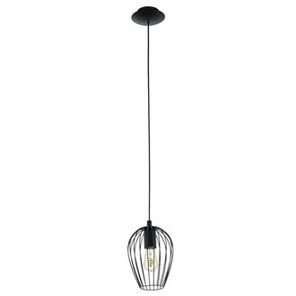 Eglo Suspension Newtown, lampe vintage &agrave; 1 flamme, luminaire suspendu r&eacute;tro en acier, couleur : noir, douille : E27, &Oslash; 16 cm