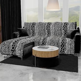 Petti Artigiani Italiani Ecksofa, Sofabezug mit Halbinsel, 3-Sitzer-Sofabezug mit Insel Links, Sofabezug mit Chaise Longue, zabrato, 100% Made in Italy