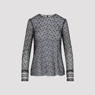 Alberta Ferretti Alberta Ferretti L/S Pois Tulle Top
