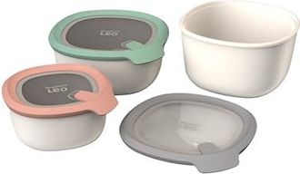 Berghoff 3950220 Set mit 3 stapelbaren Lebensmittelbehältern, Deckel aus Silikon, geeignet für Kühlschrank, Mikrowelle, Geschirrspüler