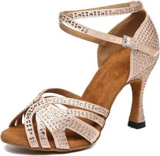 Miyoopark Chaussures de danse latine pour femme avec bride en strass - Sandales formelles de mariage, L489 Nu Talon 9 cm, 39.5 EU