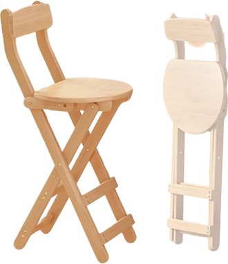 Generic Bambus Klapphocker 62/69 cm f&uuml;r K&uuml;che, Barhocker Klappbar mit R&uuml;ckenlehne und Fu&szlig;st&uuml;tze(Natural,69cm/27in)