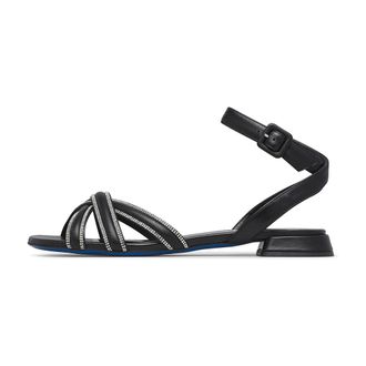 Loriblu Femme, Chaussures, Noir, Taille: 36 EU Sandales Plates en Cuir Nappa &agrave; Brides