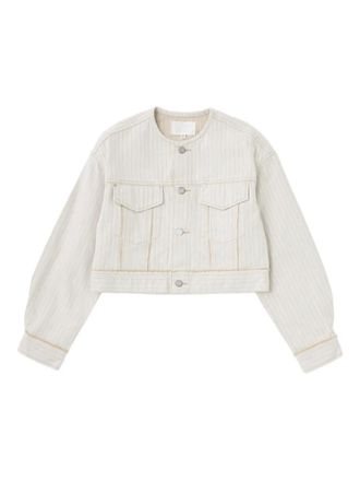 Moussy Vintage Kragenlose Cropped-Jacke - Nude