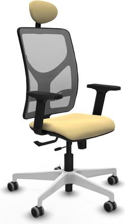 Piqueras y Crespo B&uuml;rostuhl mit 2D-Armlehnen und festem Kopfteil, ausgestattet mit Syncro/Traslack und Schneideschaum, mit Rollen von 65 mm, Parkett, Grau/Cremefarben