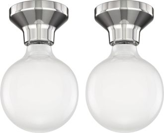 LEDs Com 2 Stück LED Deckenleuchte Elektra Porzellan silber Kugel inkl. E27 G125 Lampe extra matt warm-weiß 845lm