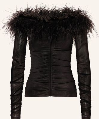 Self Portrait Self-Portrait Off-Shoulder-Longsleeve schwarz