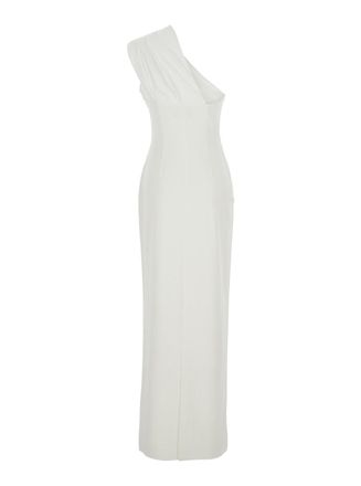 Solace London Womens Long Dress Gracie One-Shoulder White Polyester