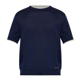 Versace Woll-T-Shirt - - Knitwear - Herren - Blau - XL