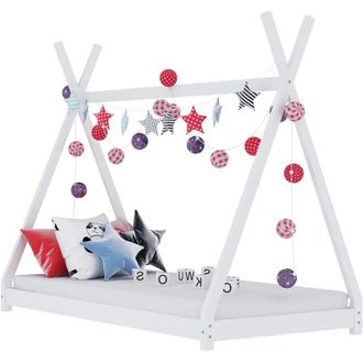 vidaXL Kinder-Bettgestell Wei&szlig; Massivholz Kiefer 70 x 140 cm - Vidaxl