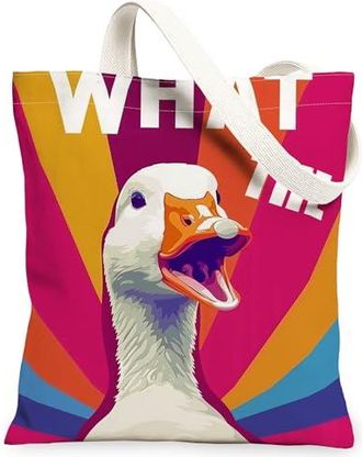 Generic Sac fourre-tout amusant en toile doie, design r&eacute;tro color&eacute;, sacs de courses r&eacute;utilisables, l&eacute;gers et lavables avec bandouli&egrave;re, p&ecirc;che, 13x15 Inch