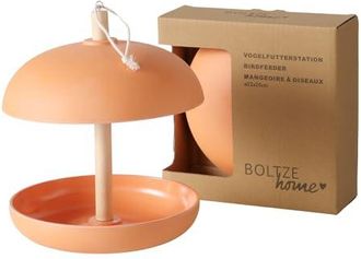 Boltze Vogelfutterstation Giardino (Farbe Orange/Natur, aus Bambus, LxBxH: 21 x 21 x 29 cm, Ø 21 cm, Füllmenge, 200 ml, Rund, mit Hängevorrichtung, Futterspe