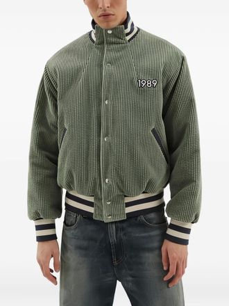 1989 STUDIO veste bomber en velours côtelé à broderies - Vert