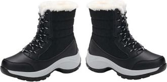 BESPORTBLE Bottes de Neige DHiver pour Femmes &agrave; Lacets Doublure en Fausse Fourrure Chaude Tige -Haute Noire Taille 38 Semelle Antid&eacute;rapante en Caoutchouc Solide 