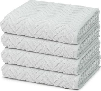 ROSS 4 teiliges Frottier-Set - Sensual Skin - Zopf-Muster (4 X Handtuch im Set) - 500 g/m2 - Baumwolle - Walkfrottee - saugstark - weich und flauschig - Ch