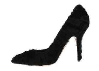 Dolce & Gabbana Womens Black Xiangao Lamb Fur Leather Pumps