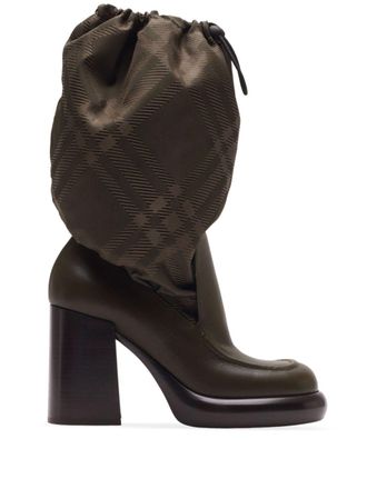 Burberry bottines carrées à carreaux - Marron