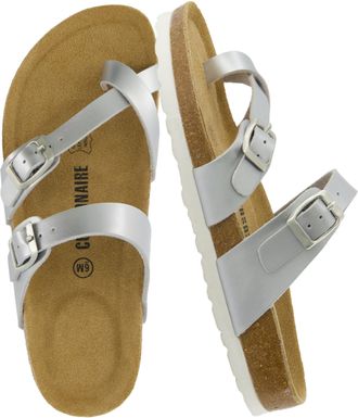 Cushionaire Luna Sandale mit Korkfußbett und +Comfort, Damen, Silber, 39 EU