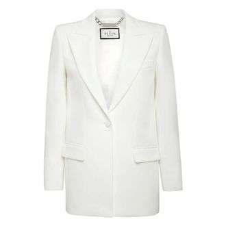 Philipp Plein Femme, Vestes, Blanc, Taille: 42 FR Blazer Stretch Cady