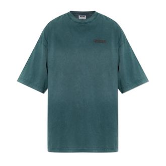Moschino Besticktes Baumwoll-Jersey-T-Shirt - - Tops - Herren - Gr&uuml;n - M