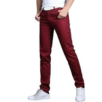 Generic Pantalon habill&eacute; pour homme, coupe ajust&eacute;e, en lin extensible, pantalon dext&eacute;rieur tendance &agrave; bas ouvert, pantalon d&eacute;contract&eacute; en coton avec poches, p