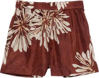 Brunello Cucinelli floral silk shorts - Braun