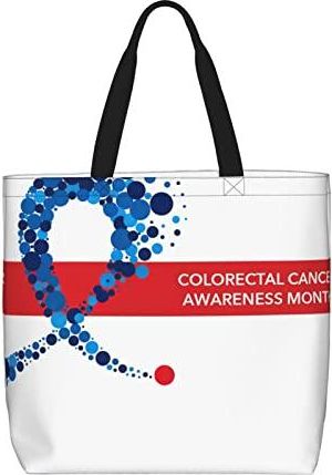 Generic Sac Fourre-Tout Mois De Sensibilisation Au Cancer Colorectal Sac &Agrave; Provisions Pliable Avec Poign&eacute;es Sacs &Agrave; Main, Pour &Eacute;cole, Filles, Voyage, Tous Les 