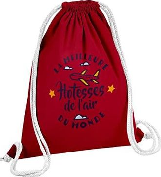 Fabulous Sac de Gym en Coton Rouge La Meilleure Hotesse de lair du Monde Voyage Service Aviation 12 Litres